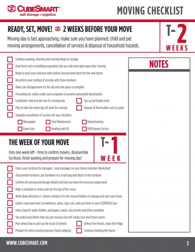5+ Moving Timeline Checklists | CubeSmart Self-Storage