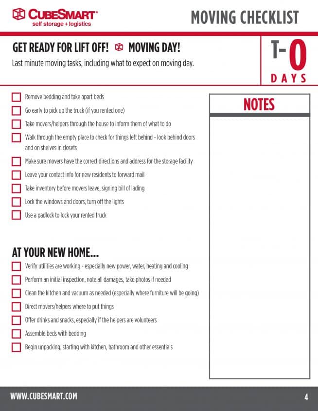 5+ Moving Timeline Checklists | CubeSmart Self-Storage